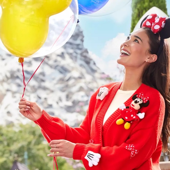 Disney | Sweaters | Minnie Mouse Cardigan Sweater With Plush Appliqu ...